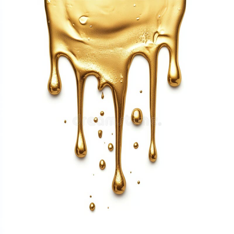 A Gold Liquid Drips Down a White Background Stock Illustration ...