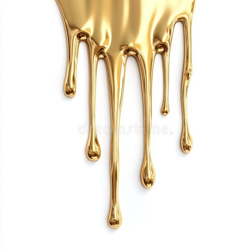 A Gold Liquid Drips Down a White Background Stock Illustration ...