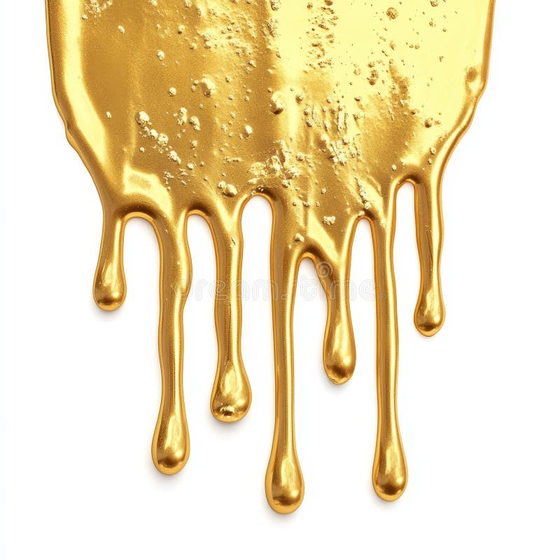 A Gold Liquid Drips Down a White Background Stock Illustration ...