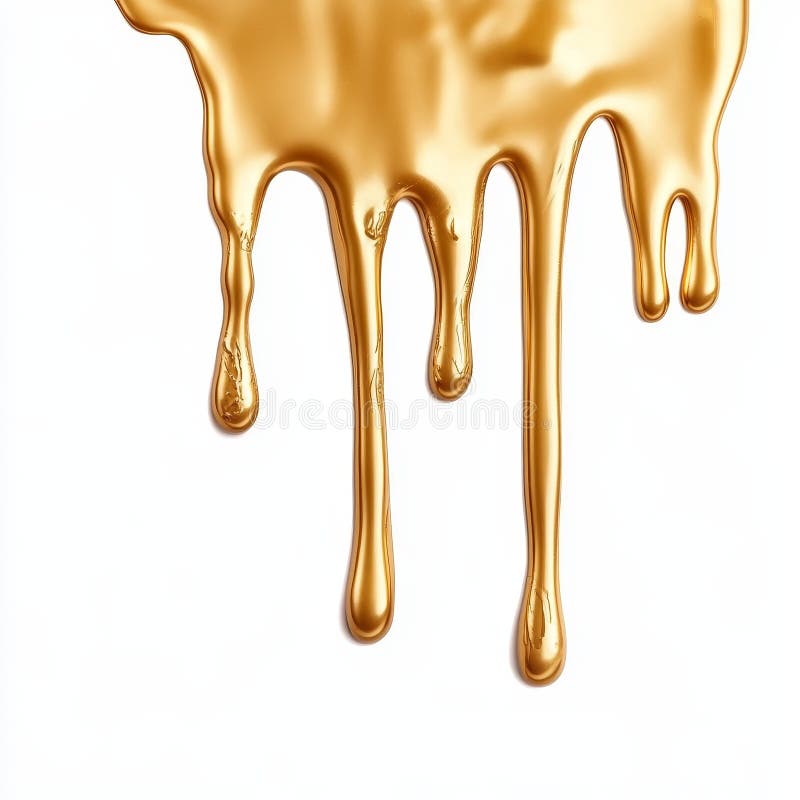 A Gold Liquid Drips Down a White Background Stock Illustration ...