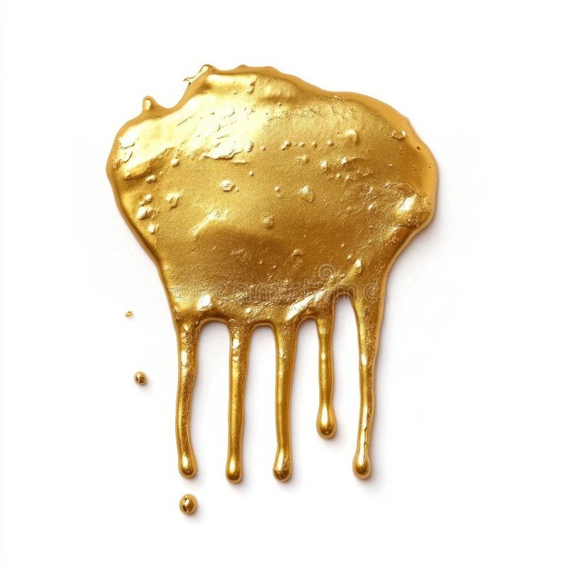 A Gold Liquid Drips Down a White Background Stock Illustration ...