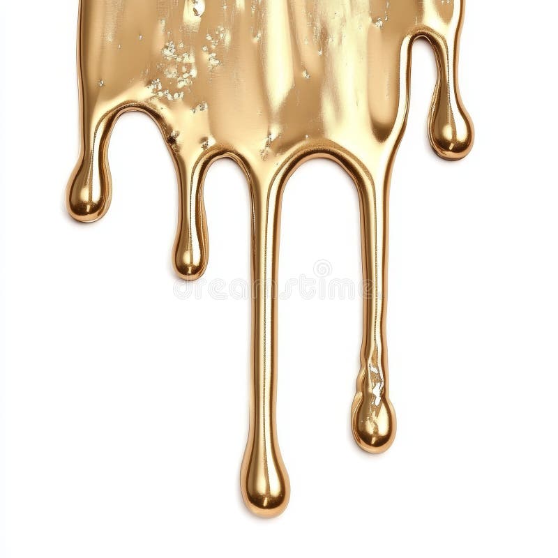 A Gold Liquid Drips Down a White Background Stock Illustration ...