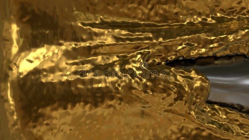 Gold Liquid Flow Transition from Metallic Surface in 3D Animation Stock ...