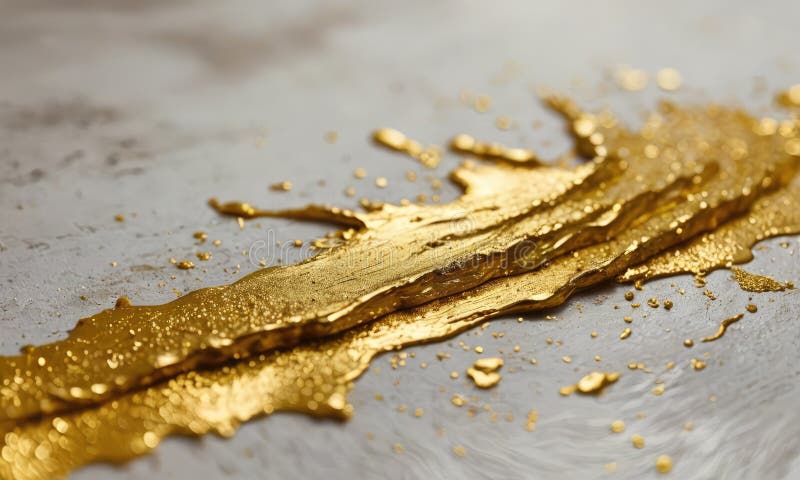 A Gold Liquid is Splashing on a White Surface. Stock Illustration ...