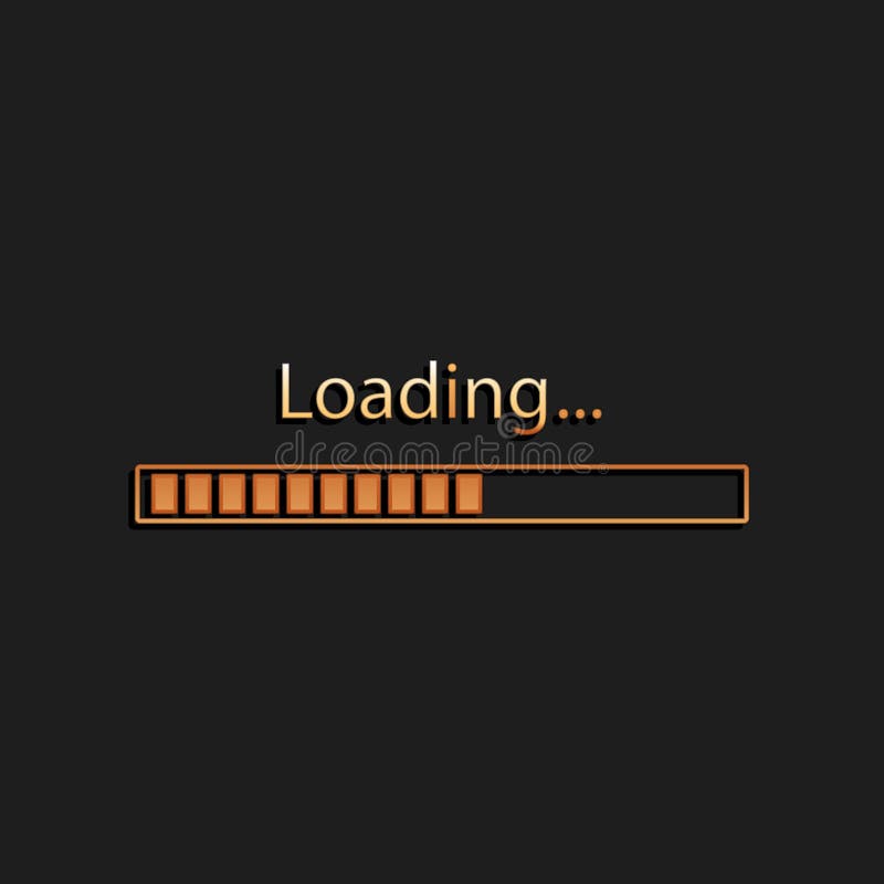 Gold Loading Icon Isolated on Black Background. Progress Bar Icon. Long ...