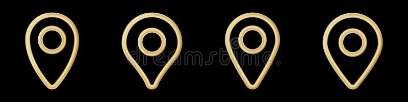 Gold Location Markers with Glossy Finish Highlighting Four Unique ...