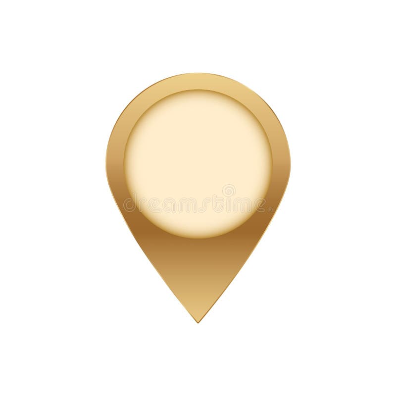 Gold Location Pin with Gradient Design Reflecting Light and Shadow in ...