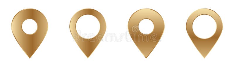 Gold Location Pins with Circular Cutout Design in Different Styles and ...