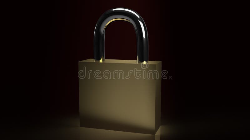The Gold Lock in the Dark for Security Content 3d Rendering Stock ...