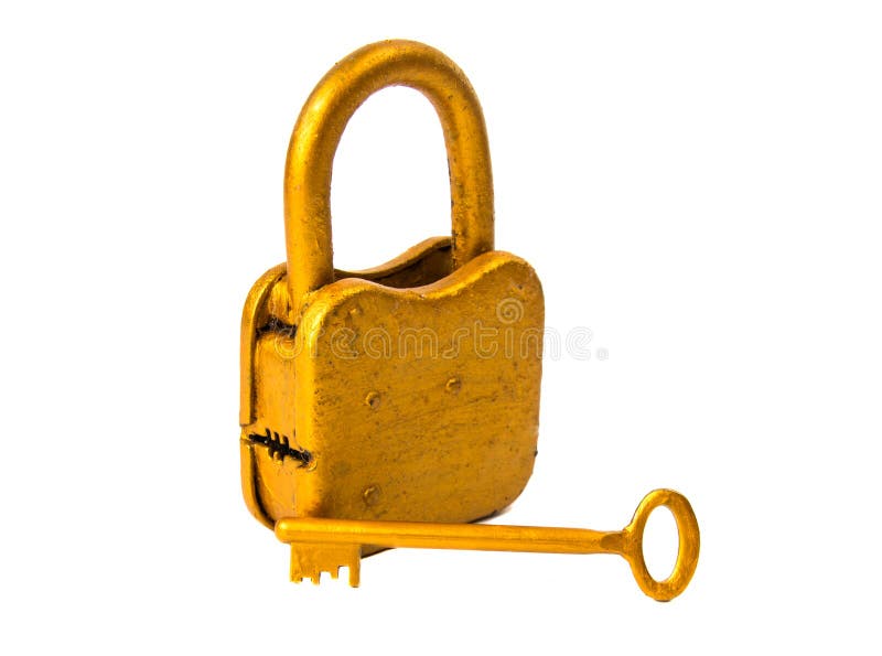 Gold lock isolated stock photo. Image of concepts, brass - 30650162