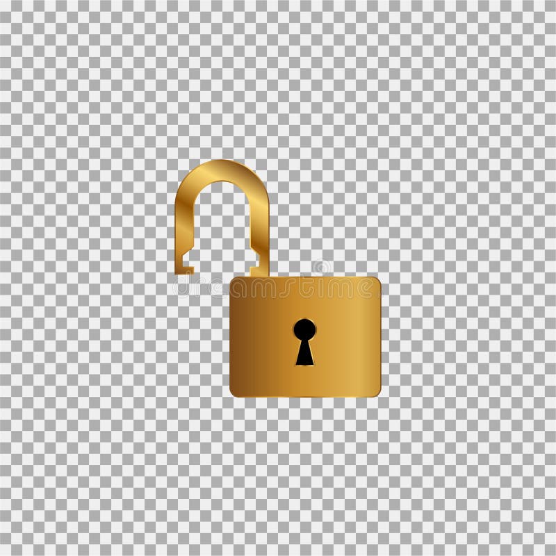 Gold Lock Key Icon on a Grey Background Stock Vector - Illustration of ...