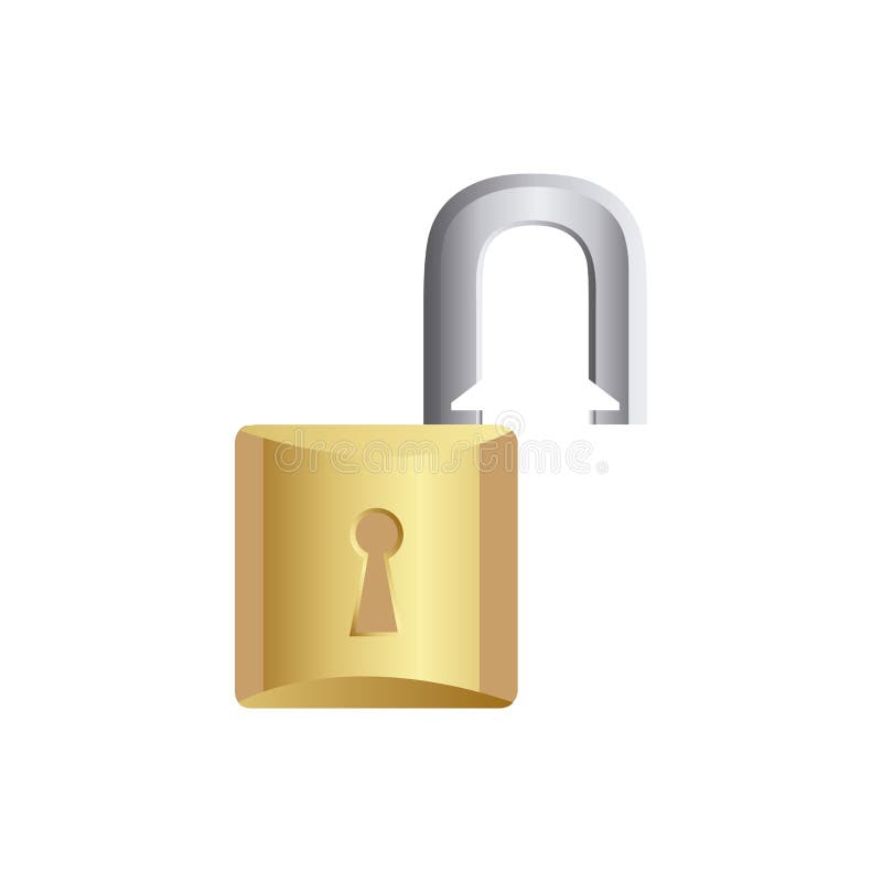 Gold lock open icon stock illustration. Illustration of element - 86629969