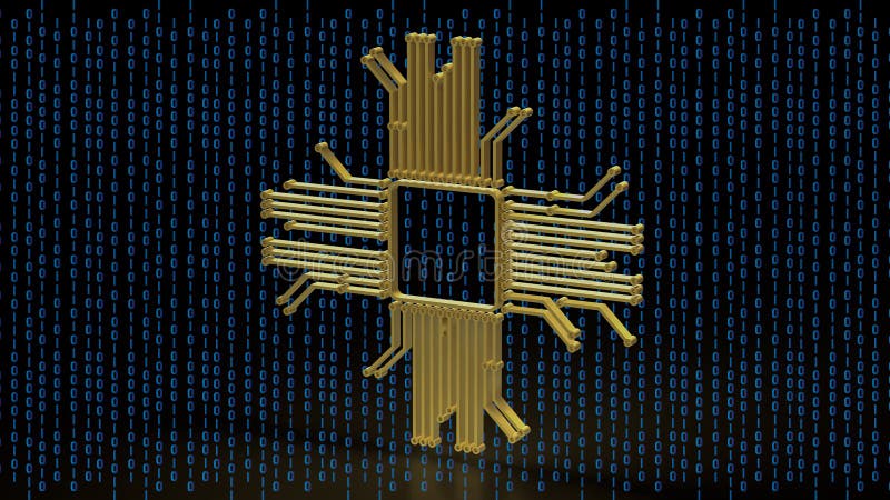 The Gold Logic for Technology Concept 3d Rendering Stock Illustration ...