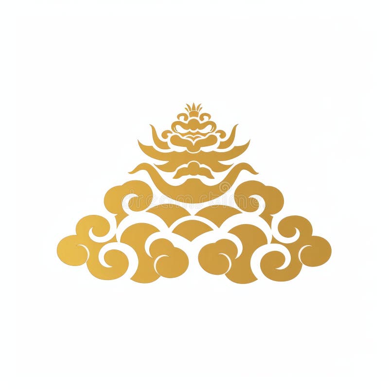 Gold Logo Lion Singha Shaped Cloud Stock Illustration - Illustration of ...