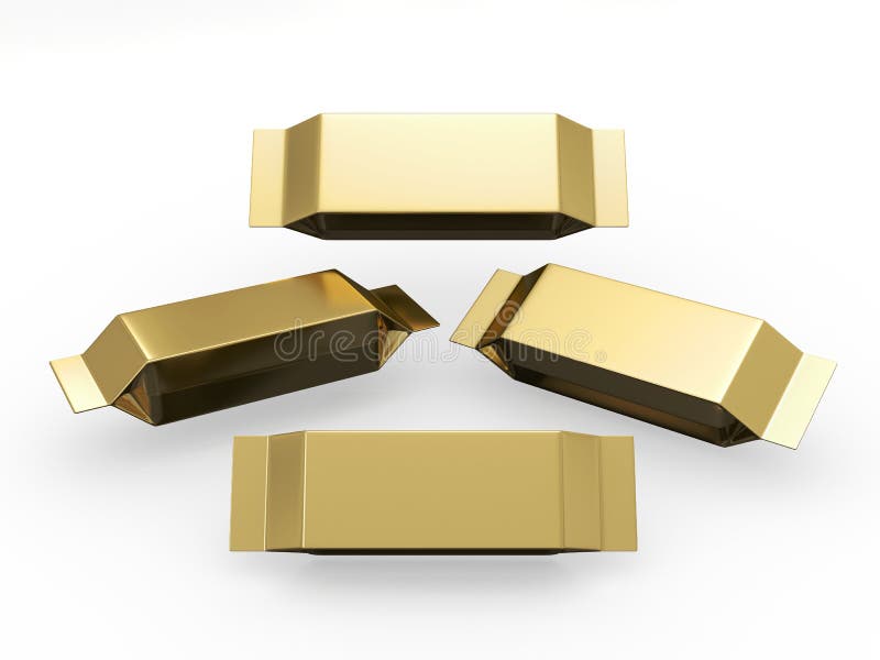 Gold Long Rectangle Packet with Clipping Path Stock Illustration ...