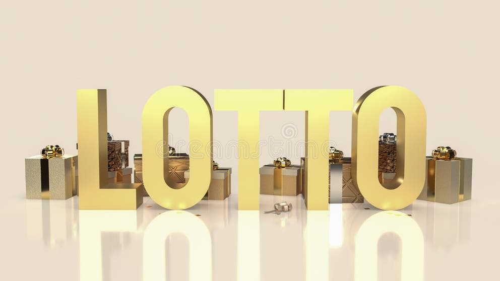 The Gold Lotto and Gift Box Image 3d Rendering Stock Illustration ...