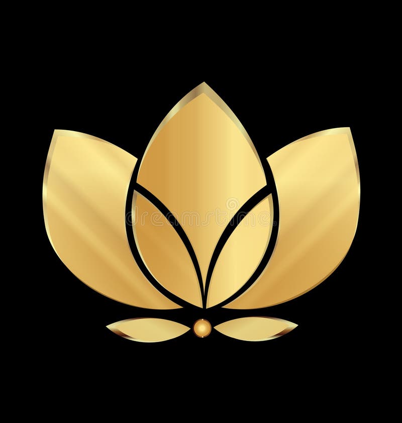 Gold flower lotus ornament stock vector. Illustration of icon - 25067901