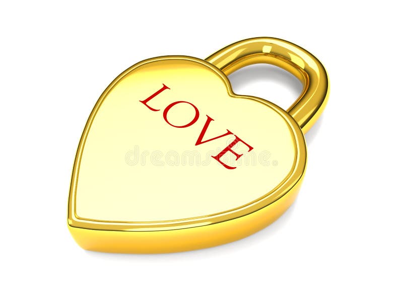 Gold love heart lock stock illustration. Illustration of access - 10190291