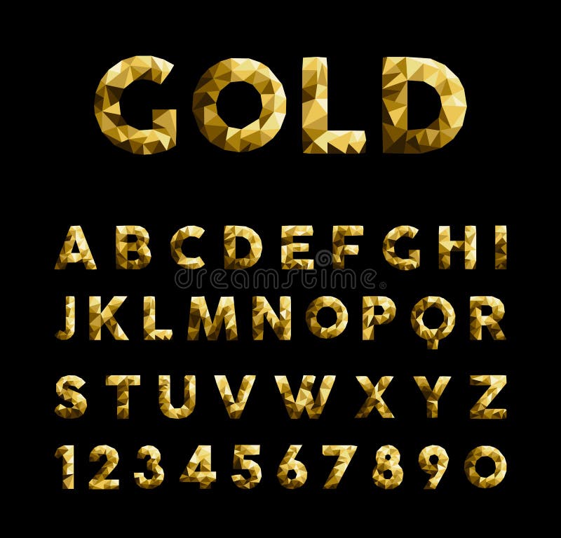 Gold Low Poly Font Typeface Elegant Numbers Abc Stock Vector ...