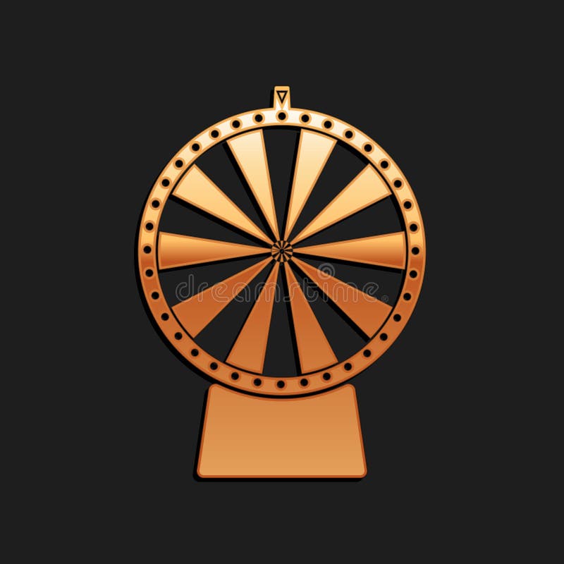 Gold Lucky Wheel Icon Isolated on Black Background. Long Shadow Style ...