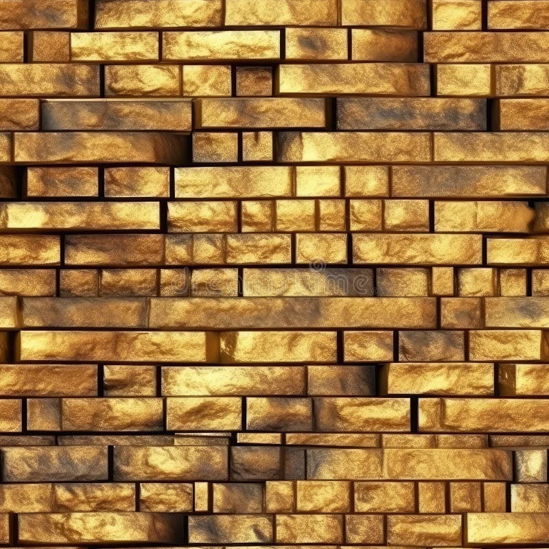 Gold Luminescence Beautiful Brick Wall Texture Tile Seamless Background ...