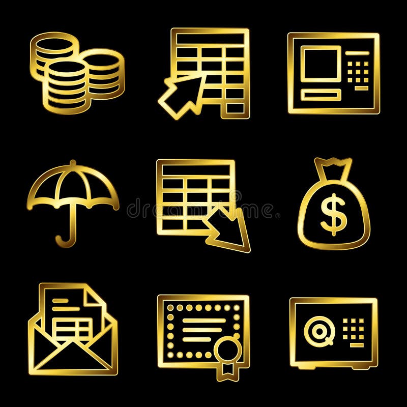 Gold Luxury Electronics Web Icons Stock Vector - Illustration of ...