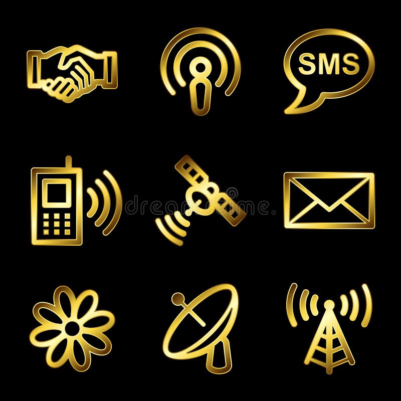 Gold Luxury Basic Web Icons V2 Stock Vector - Illustration of magnifier ...