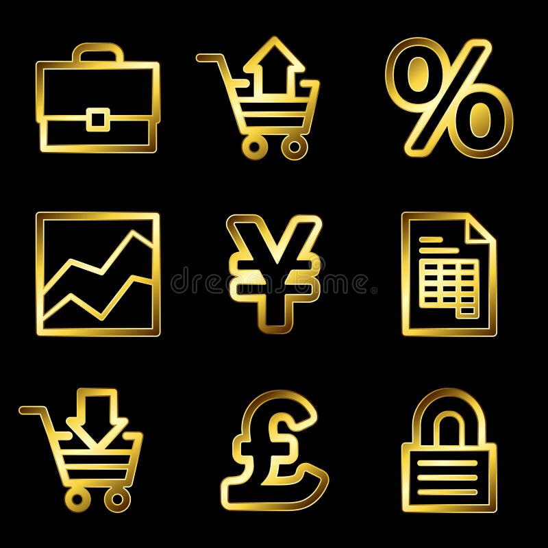 Gold Luxury E-business Web Icons Stock Vector - Illustration of buttons ...