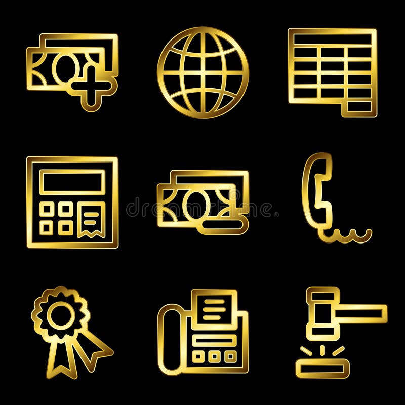 Gold Luxury Basic Web Icons V2 Stock Vector - Illustration of magnifier ... Gold Luxury Basic Web Icons V2 Stock Vector - Illustration of magnifier ...