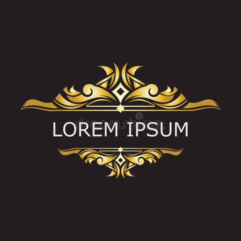 Gold Luxury Floral Vintage Monogram Decorative Logo Template Stock ...