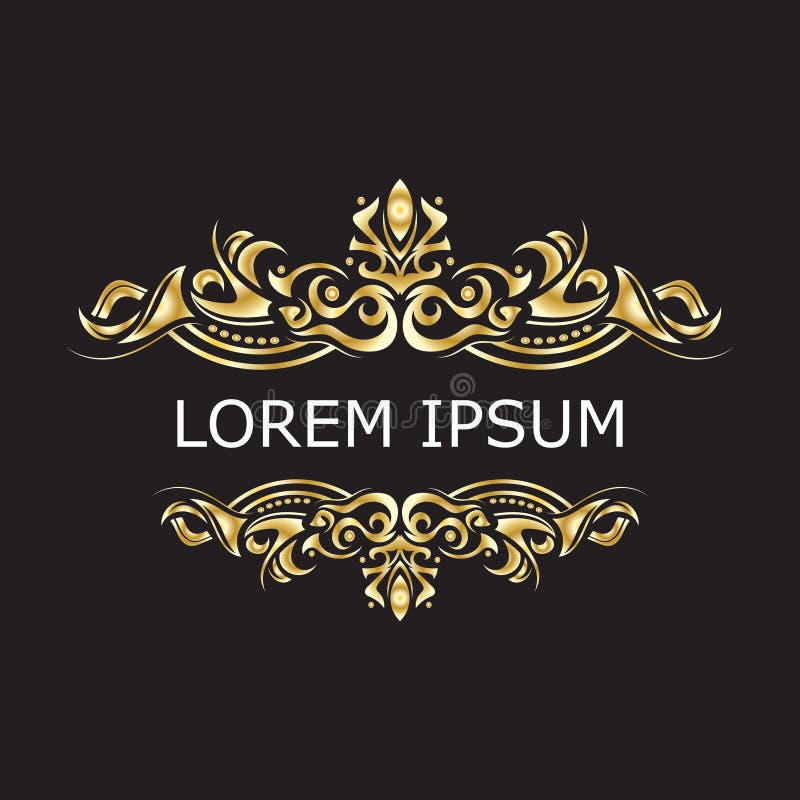 Gold Luxury Floral Vintage Monogram Decorative Logo Template Stock ...
