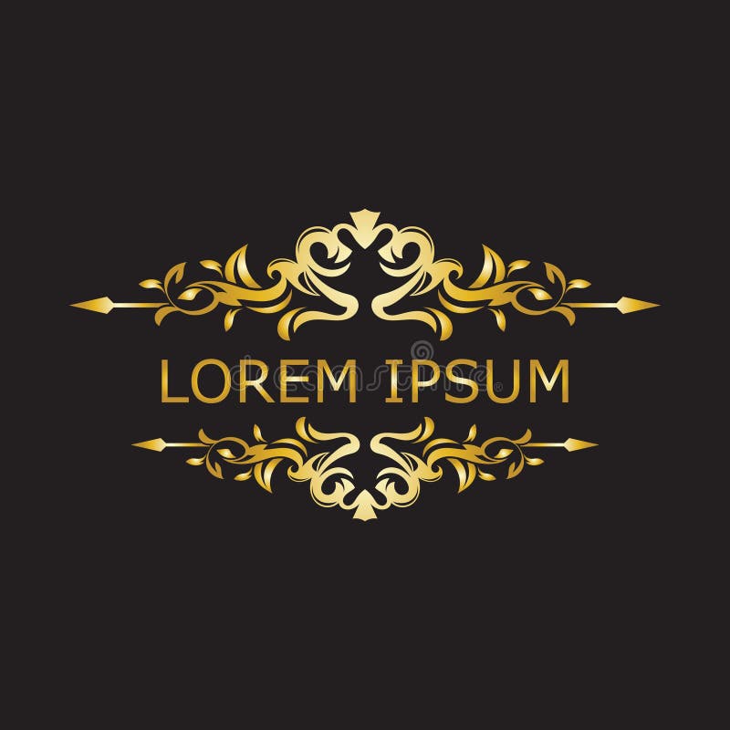 Gold Luxury Floral Vintage Monogram Decorative Logo Template Stock ...