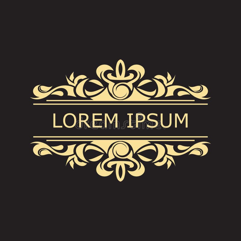 Gold Luxury Floral Vintage Monogram Decorative Logo Template Stock ...