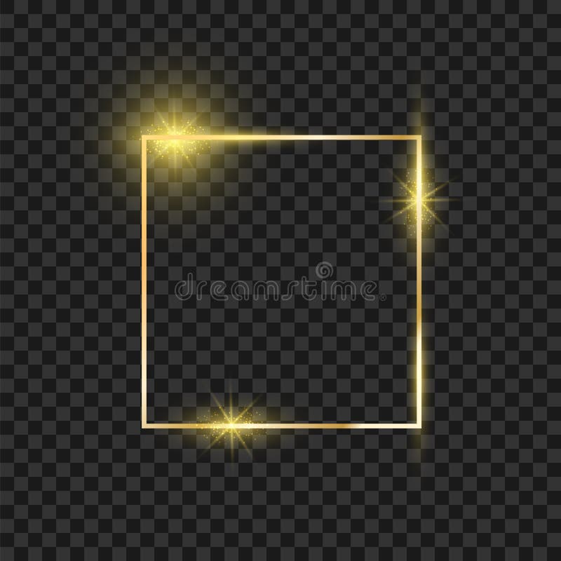 Gold Square Frame. Golden Luxury Glow Line Border Stock Vector ...