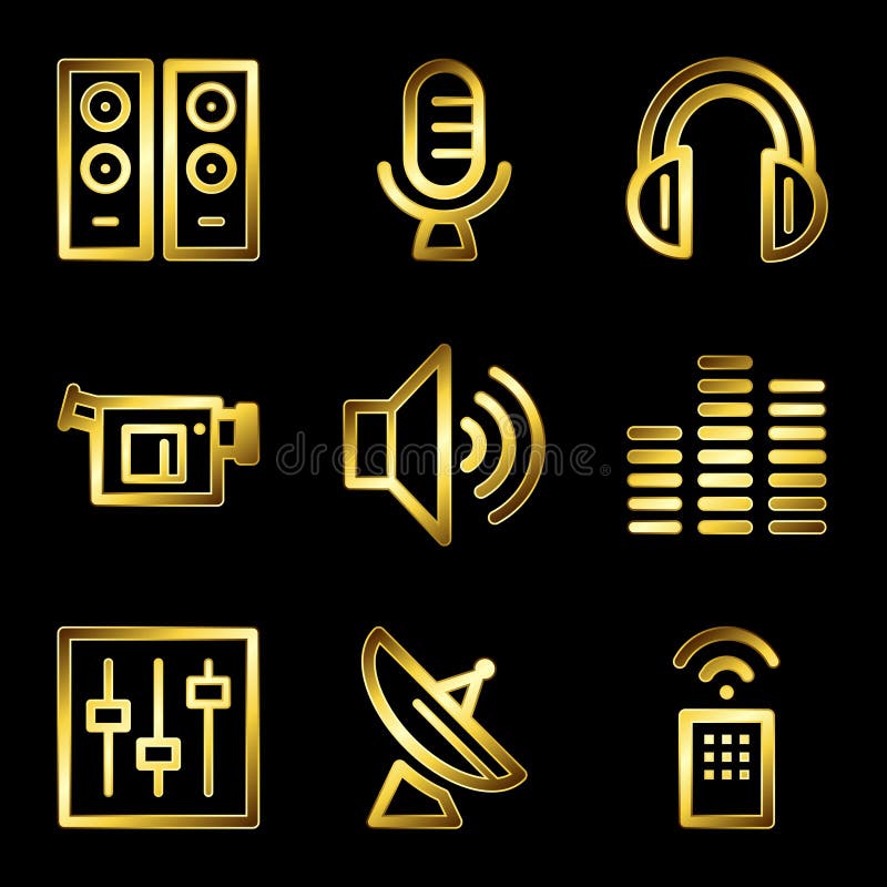 Gold Luxury Finance Web Icons Stock Vector - Illustration of icons ...