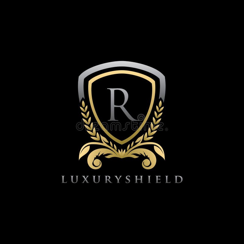 Gold Luxury Shield R Letter Logo Stock Illustration - Illustration of ...