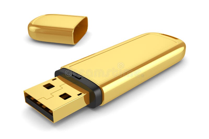 Gold Luxury USB Flash Drive Stock Illustration - Illustration of gadget ...
