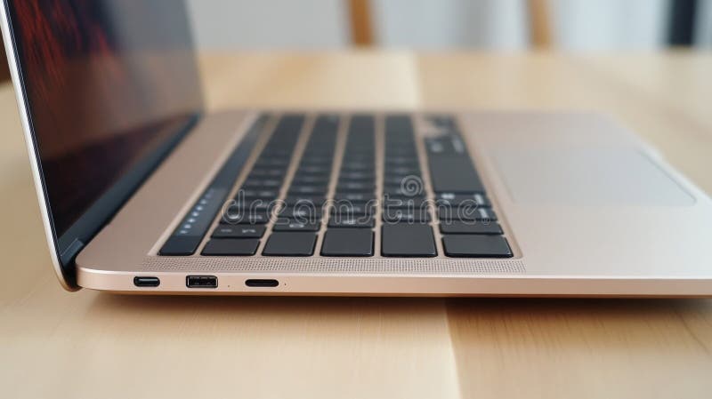 Gold MacBook Pro Laptop Keyboard and Ports Stock Illustration ...