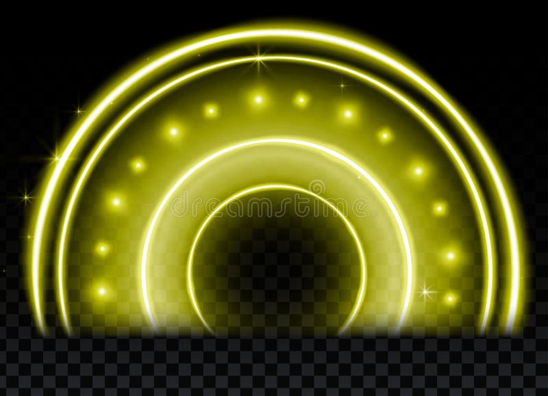 Gold Magic Arc. Abstract Magic Light Effect. Luminous Neon Arch Lines ...