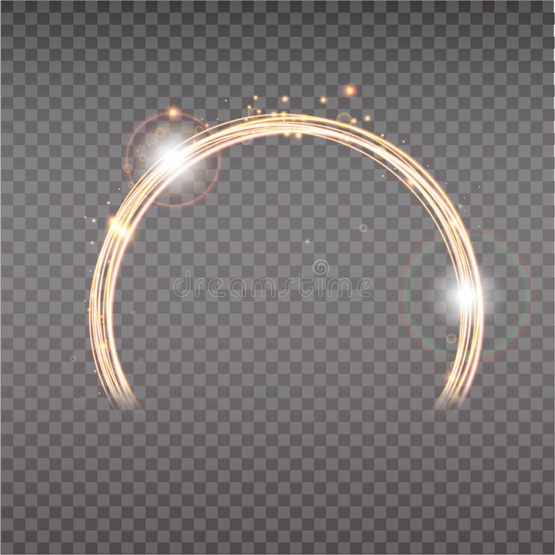 Gold Magic Arc. Abstract Magic Light Effect. Luminous Neon Lines with ...