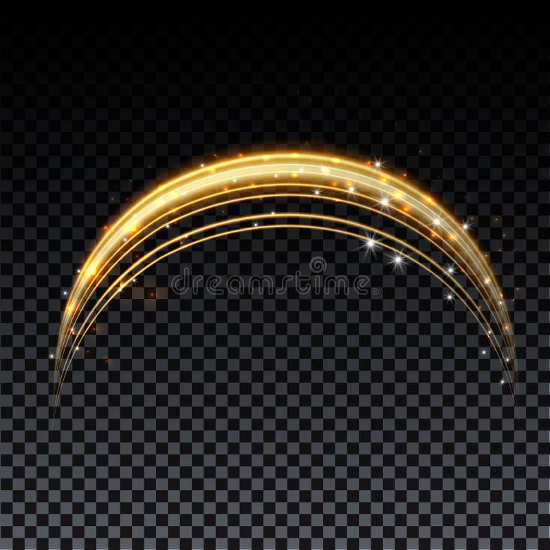 Gold Magic Arc. Abstract Magic Light Effect. Luminous Neon Lines with ...