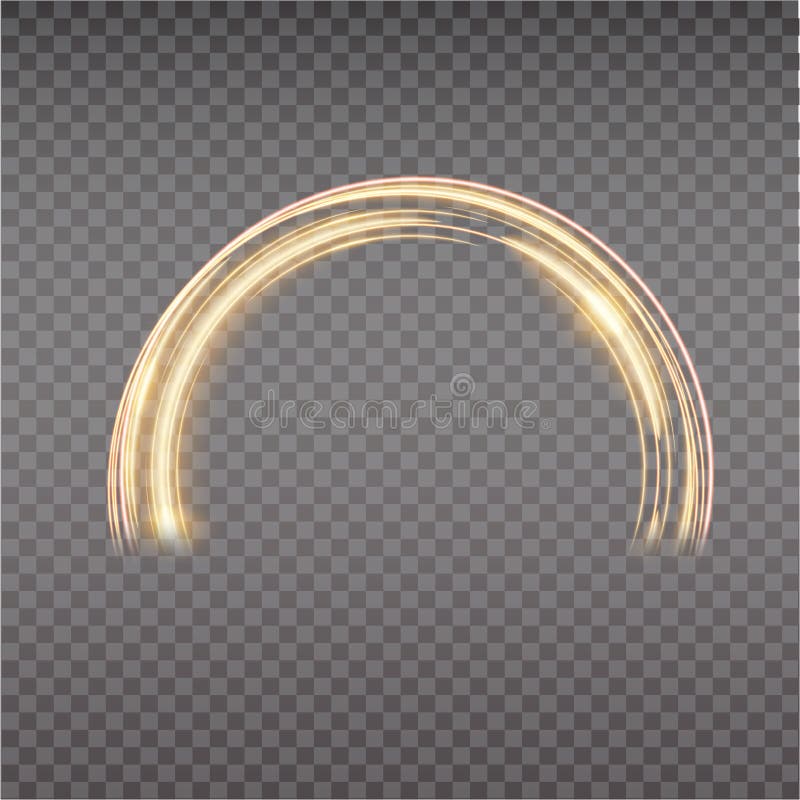 Gold Magic Arc. Abstract Magic Light Effect. Luminous Neon Lines with ...