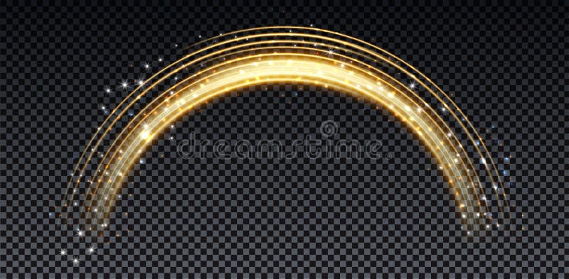 Gold Magic Arc. Abstract Magic Light Effect. Luminous Neon Lines with ...