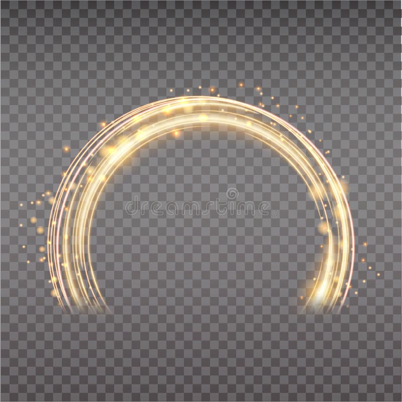 Gold Magic Arc. Abstract Magic Light Effect. Luminous Neon Lines with ...