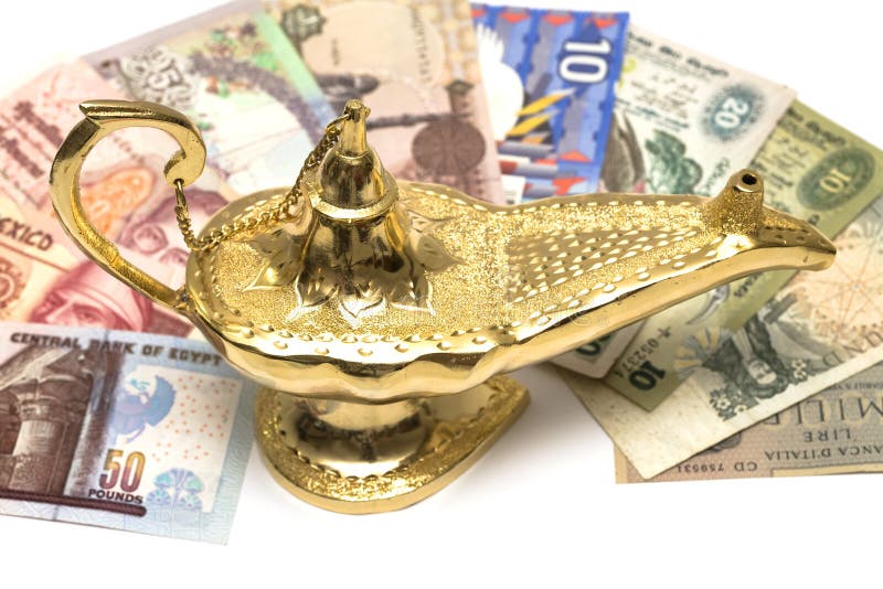 Gold Magic Lamp stock image. Image of luck, currency, bank - 8949409