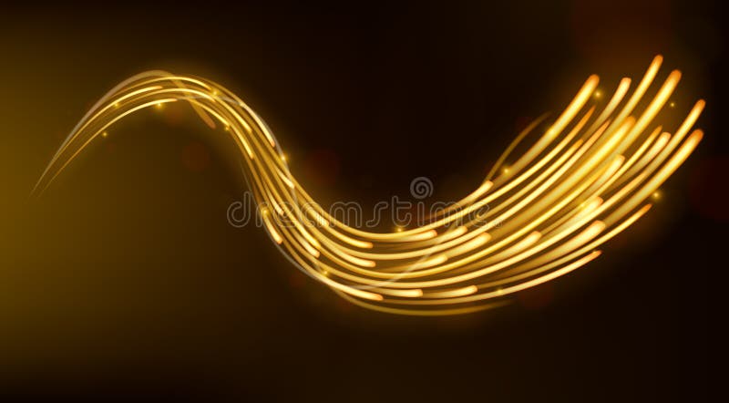 Gold Magic Neon Light Curved Lines Background Stock Vector ...