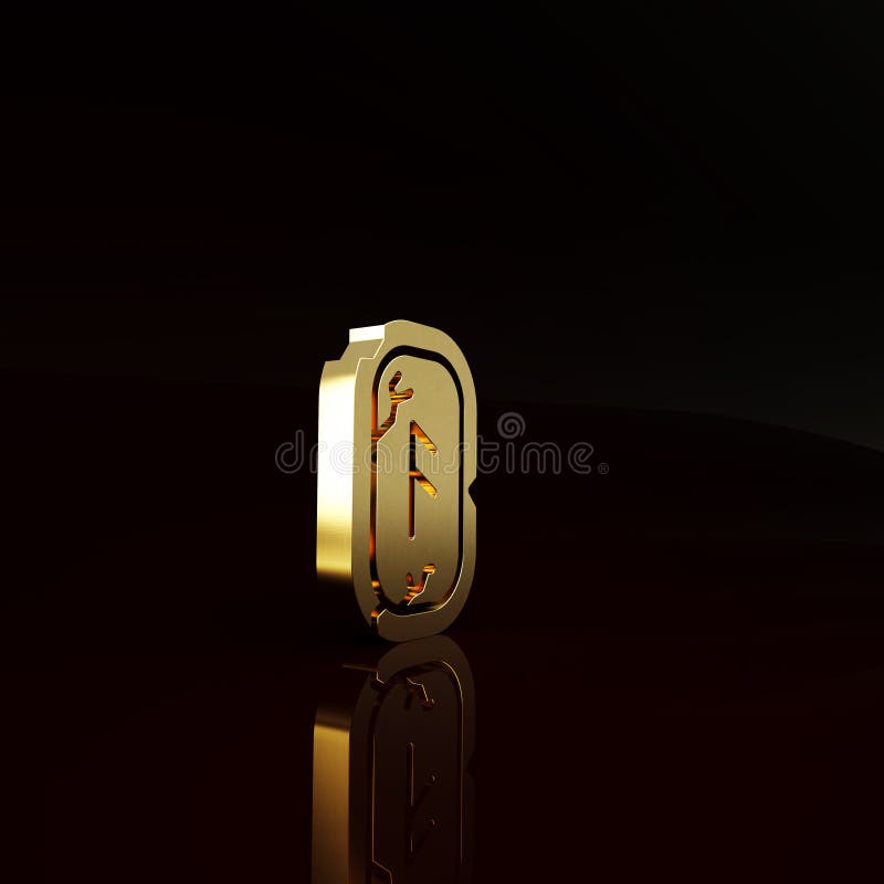 Gold Magic Runes Icon Isolated on Brown Background. Minimalism Concept ...