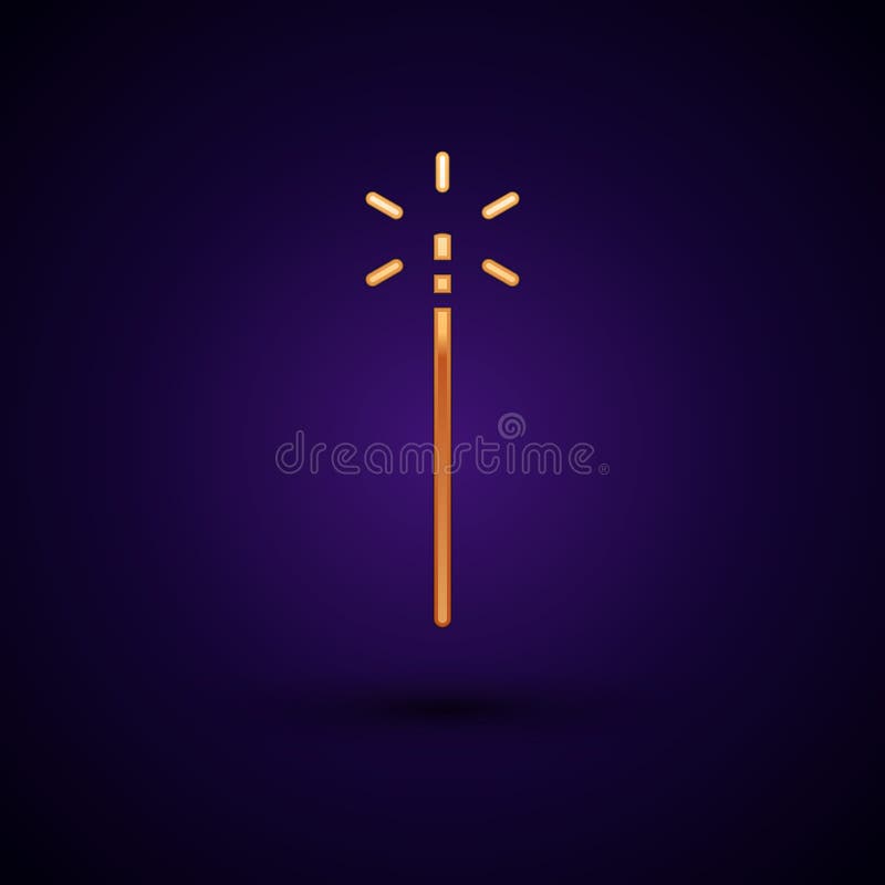 Gold Magic Wand Icon Isolated on Black Background. Star Shape Magic ...
