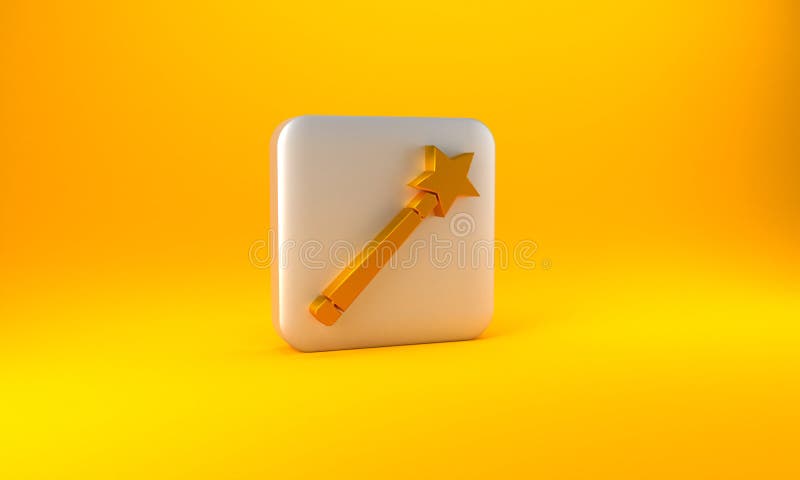 Gold Magic Wand Icon Isolated on Yellow Background. Star Shape Magic ...