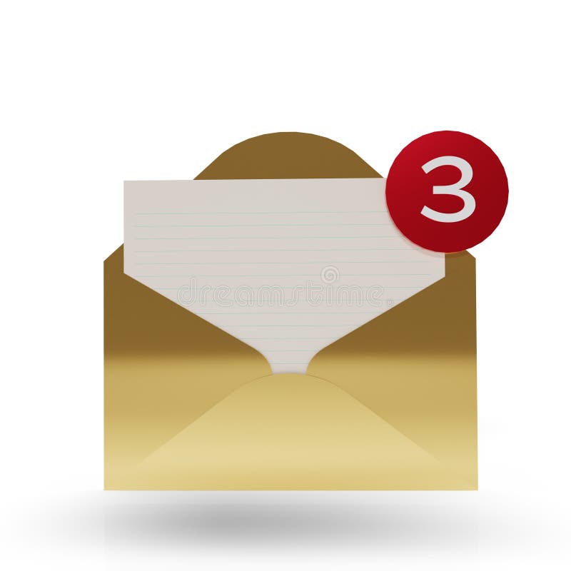 Gold Mail or E-mail Isolated on White Background. Mail Envelope Icon ...